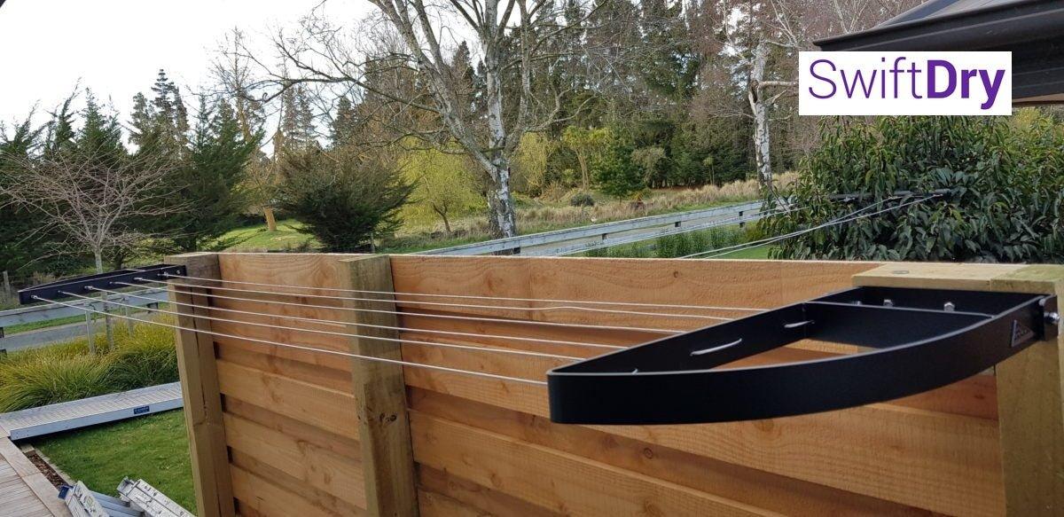 SwiftDry StreamLine Wall Mounted Clothesline - 6 Lines - Black