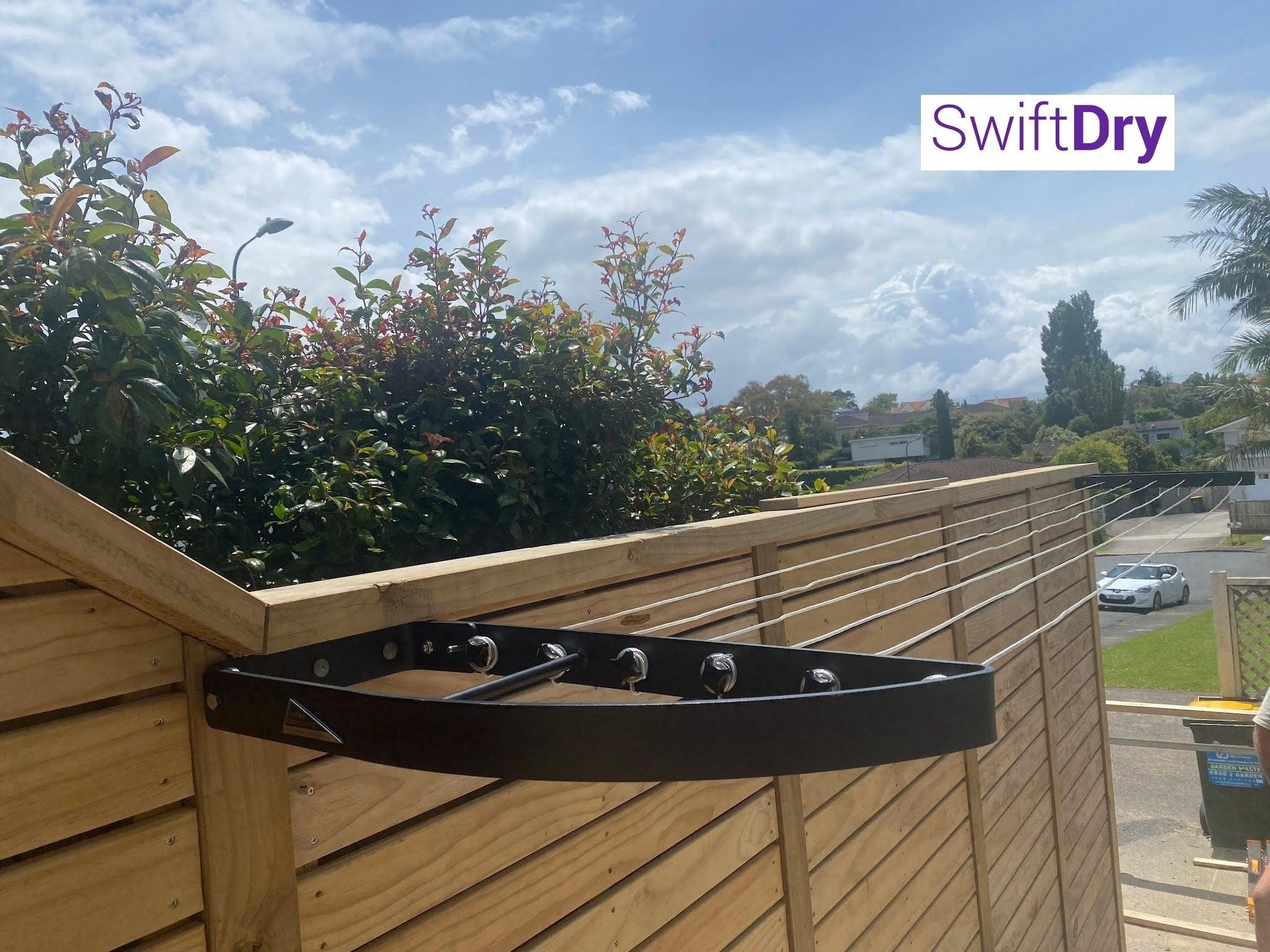 SwiftDry StreamLine Wall Mounted Clothesline - 6 Lines - Black